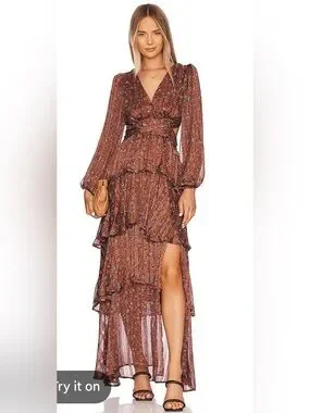 Astr | Dresses | Astr The Label Anora Tiered Maxi Dress In Copper Black ...